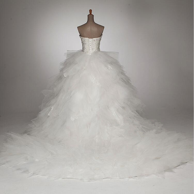 Strapless Pluffy Royal Train Wedding Dresses Ball Gowns Bride Dress ...