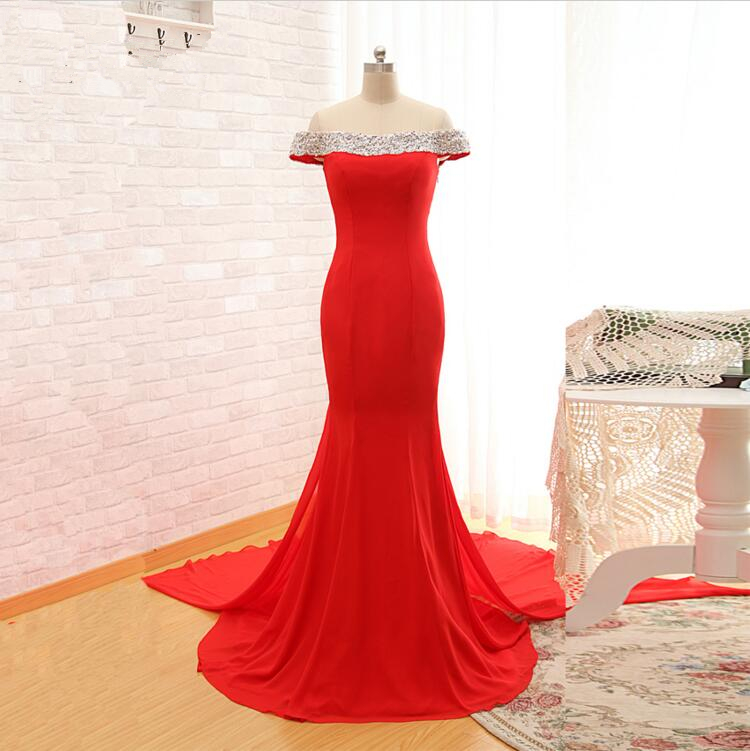 Sexy Strapless Cap Sleeve With Beading And Sequin Cathedral Train Red ...